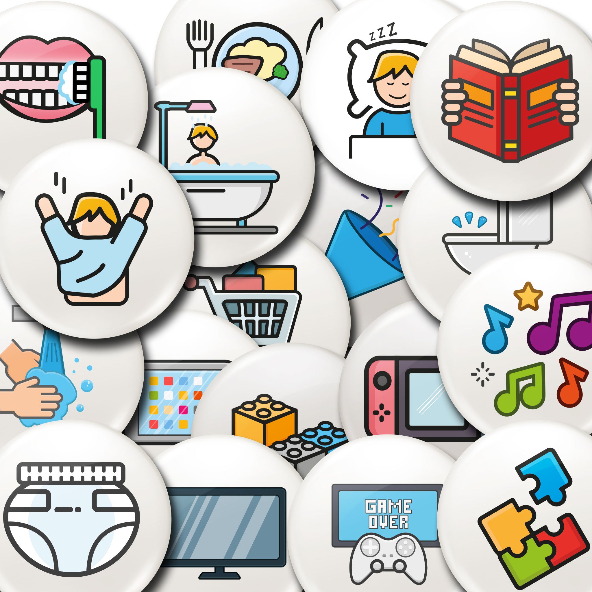 Plagneter - bildstöd i magnetform - Motiv med aktiviteter