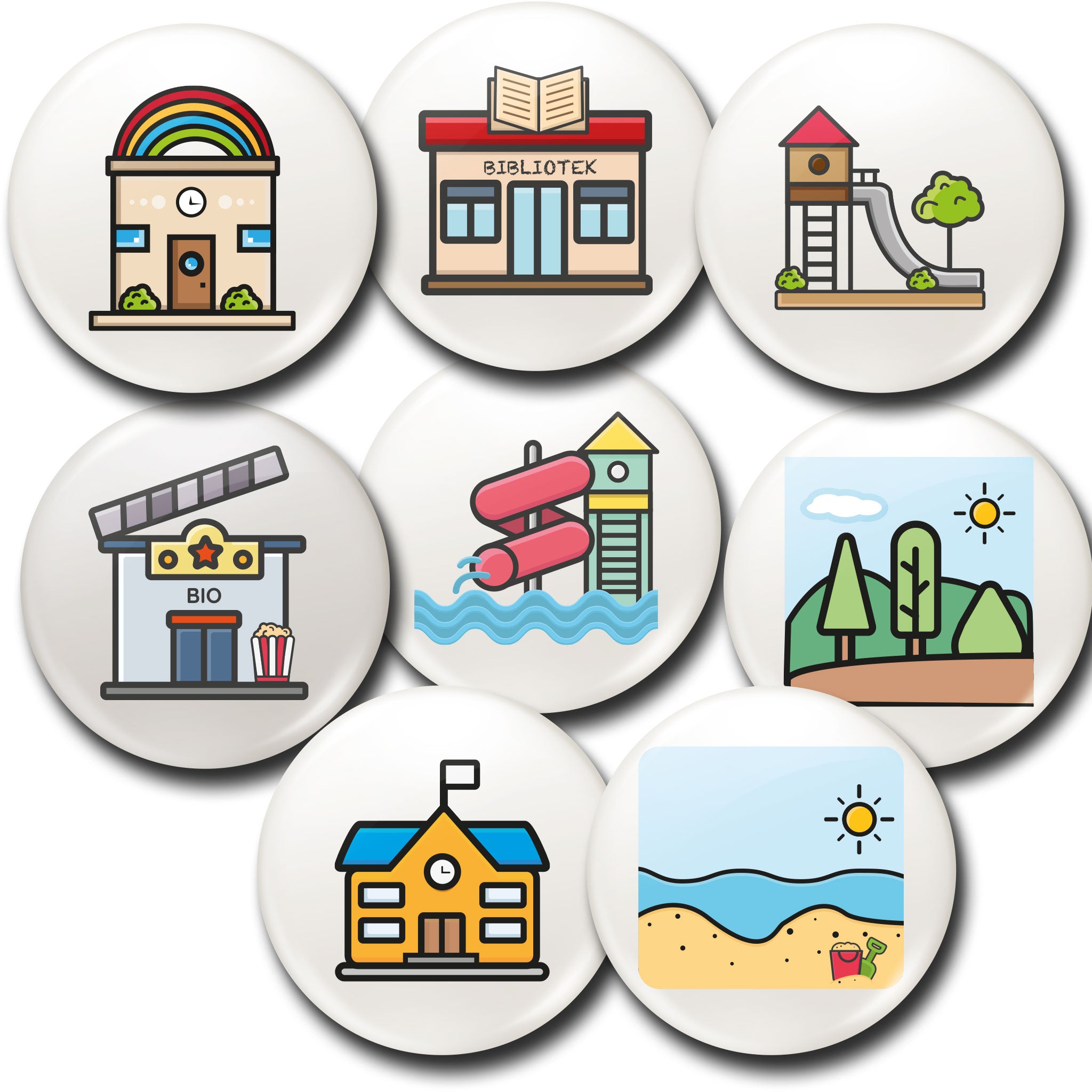 Plagneter - bildstöd i magnetform - Motiv på platser